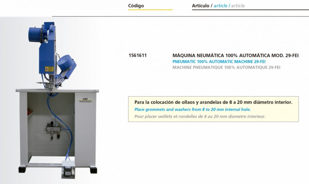 Máquina Neumática 100% Automática MOD.29-FEI - Industrias Mabel